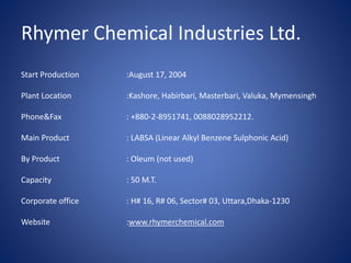 LABSA / LAS Production By Rhymer Chemical Industries Ltd | PPTX