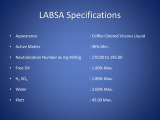 LABSA / LAS Production By Rhymer Chemical Industries Ltd | PPTX