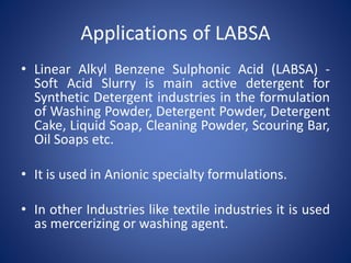 LABSA / LAS Production By Rhymer Chemical Industries Ltd | PPTX