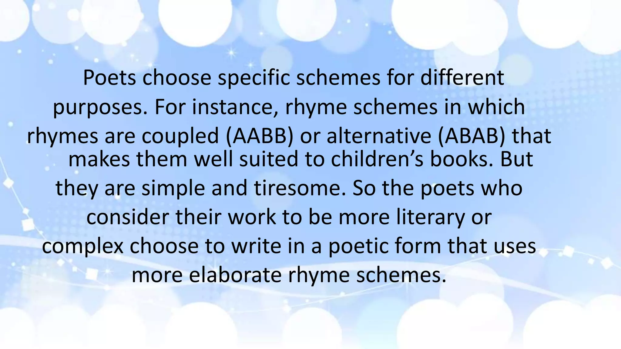 Rhyme scheme | PPTX | Poetry | Books and Literature
