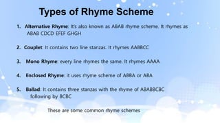 Rhyme scheme | PPTX | Poetry | Books and Literature