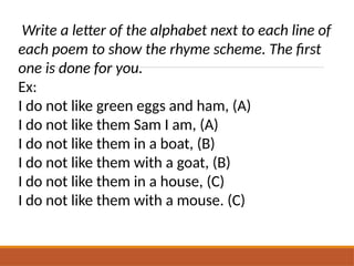 Exercises on Rhymmme Scheme in English 8 | PPTX