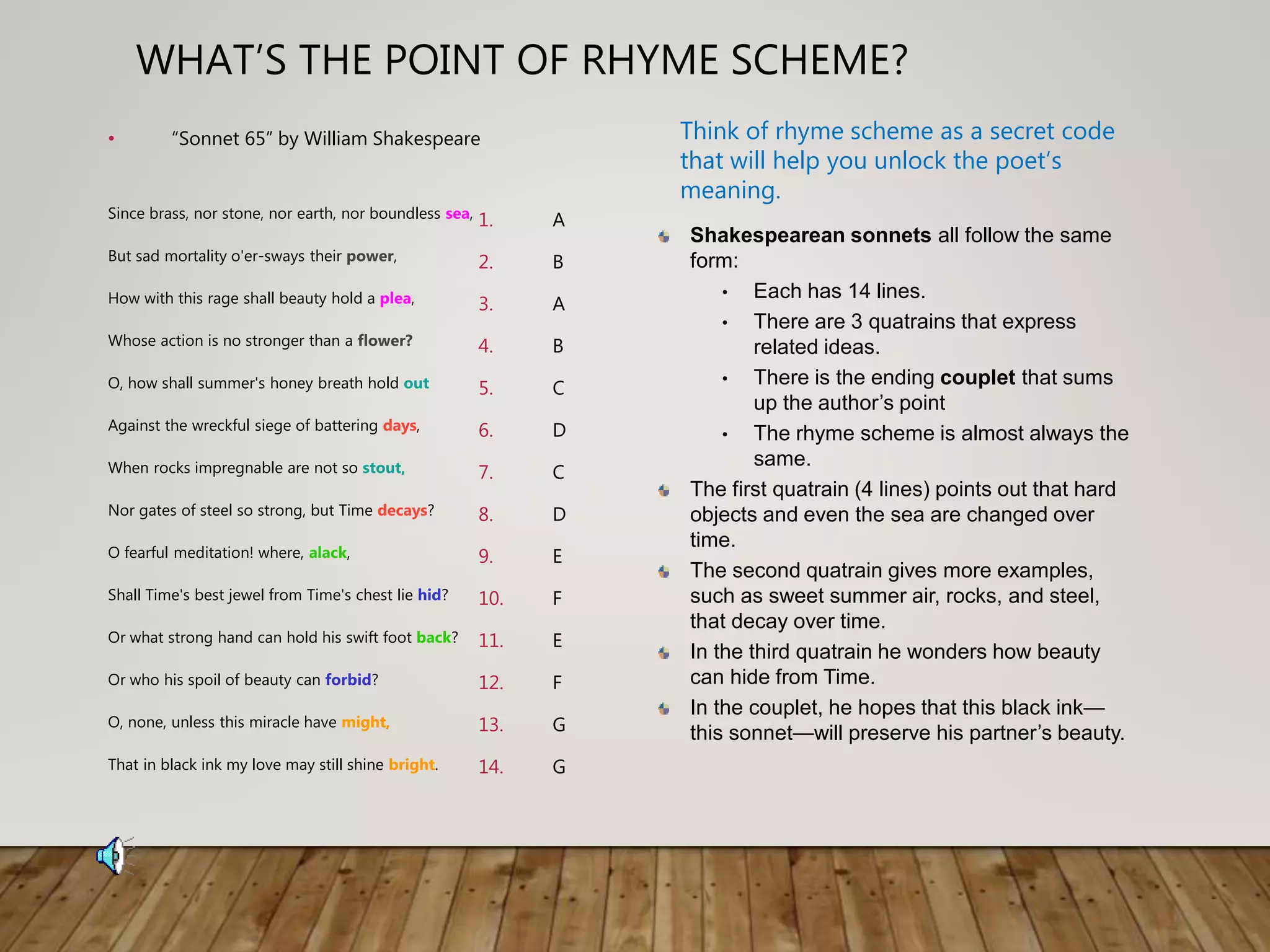 Rhyme Scheme, Rhythm, and Meter | PPTX