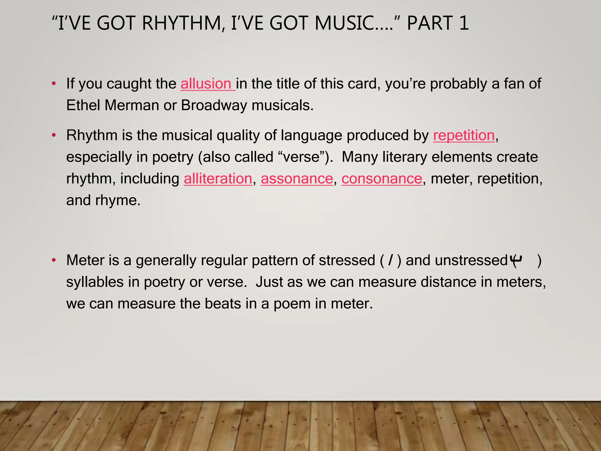 Rhyme Scheme, Rhythm, and Meter | PPTX