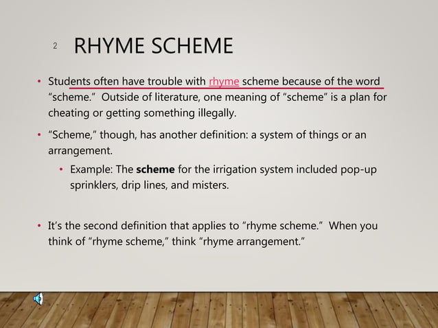 Rhyme Scheme, Rhythm, and Meter | PPTX