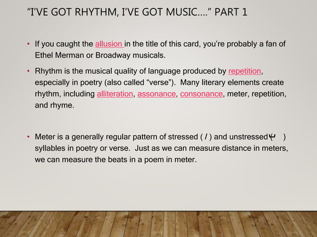 Rhyme Scheme, Rhythm, and Meter | PPTX