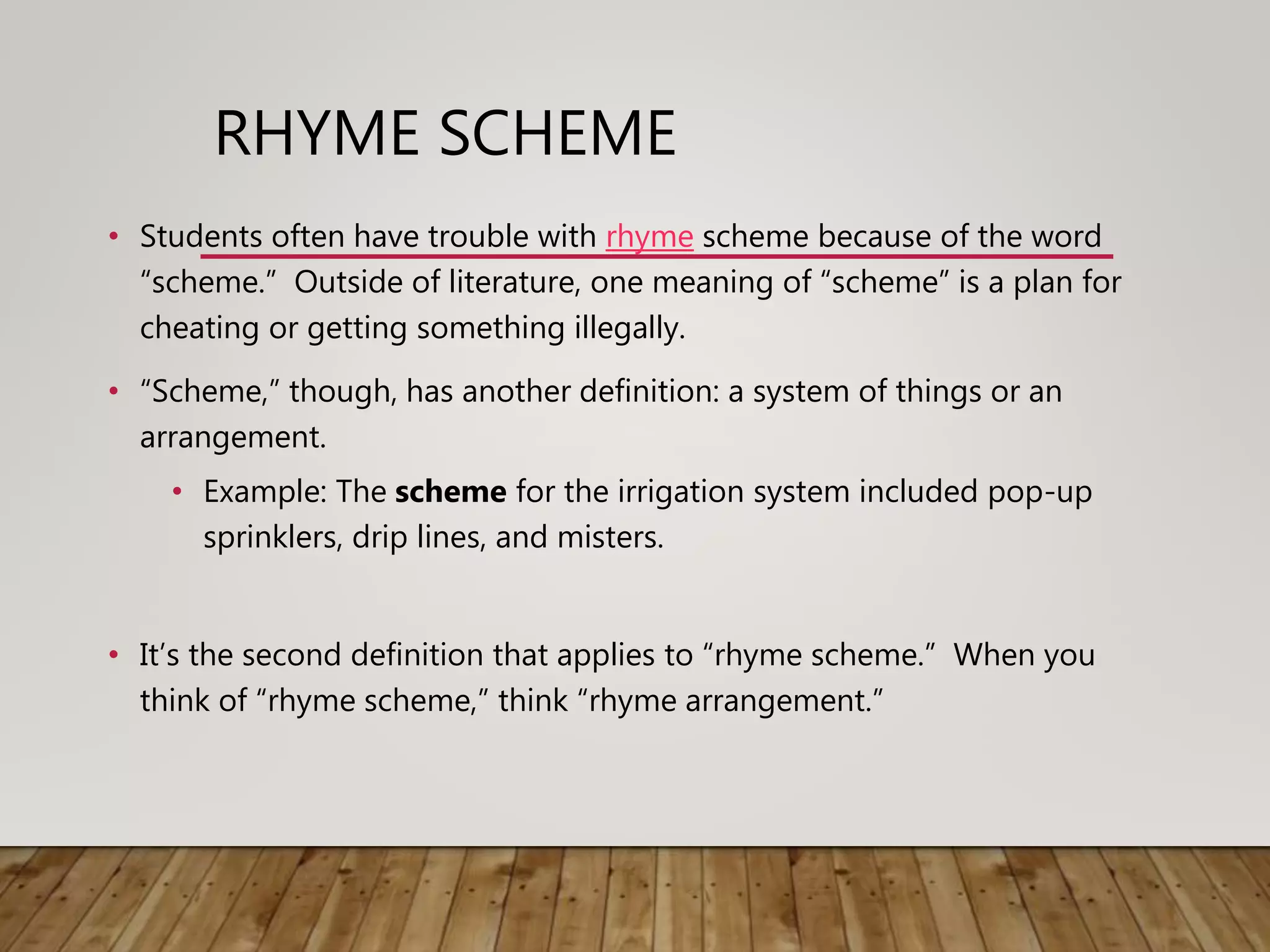 Rhyme Scheme, Rhythm, and Meter | PPTX
