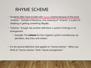 Rhyme Scheme, Rhythm, and Meter | PPTX