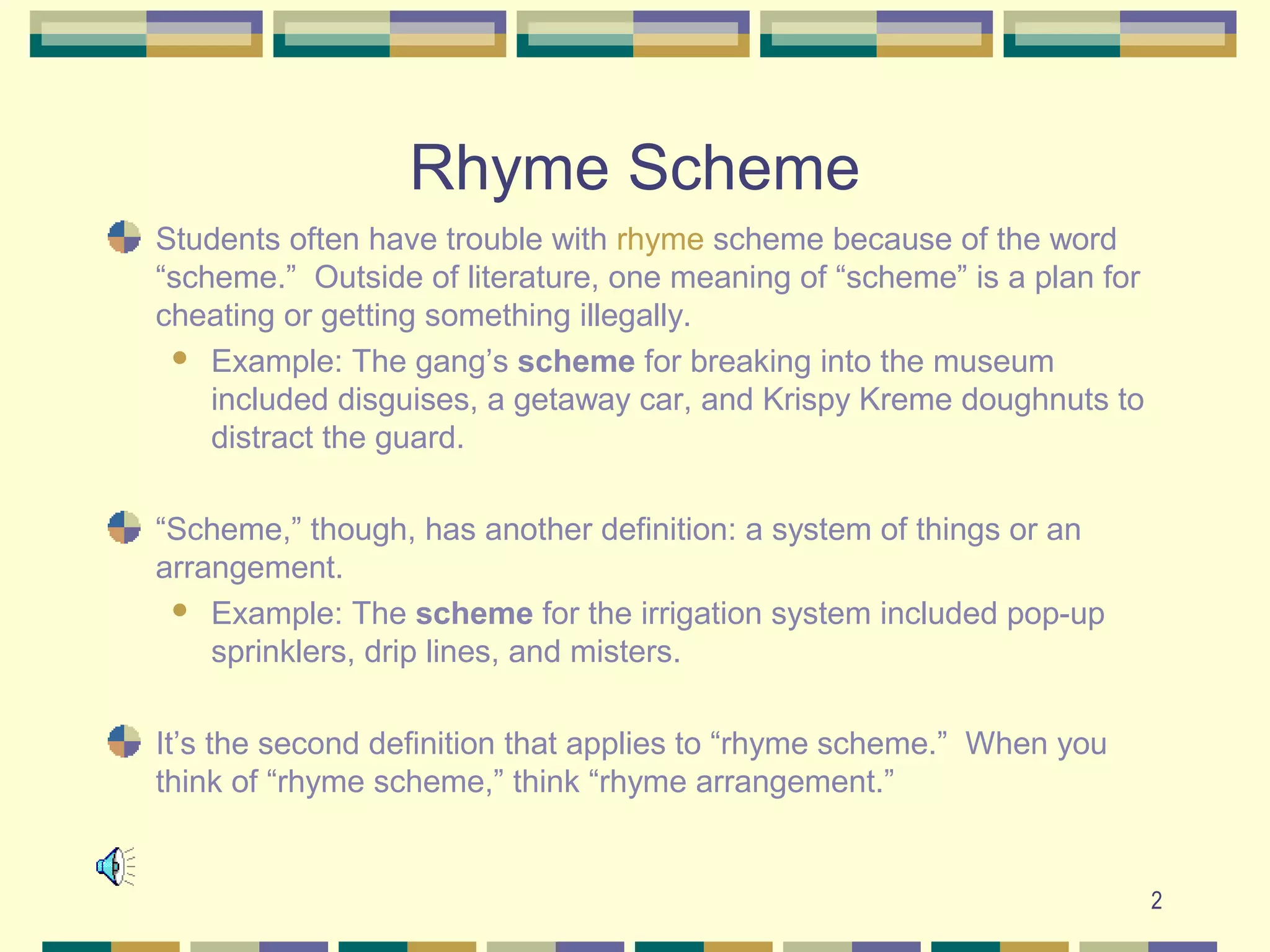 Rhyme scheme, rhythm, and meter final | PPT