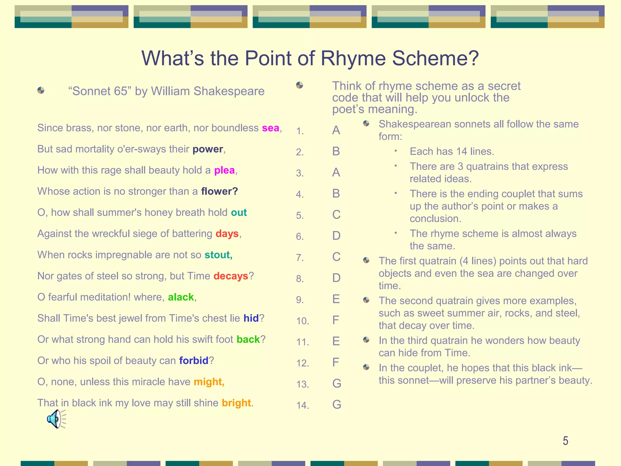 Rhyme scheme, rhythm, and meter final | PPT