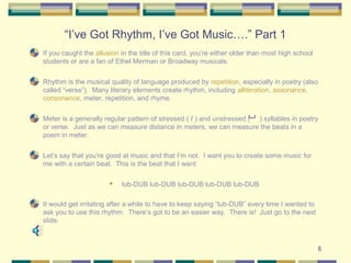 Rhyme scheme, rhythm, and meter final | PPT