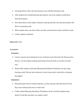Rhyming lesson plan | DOC