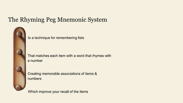 The Rhyming Peg Mnemonic System for Remembering Lists of Items | PPT