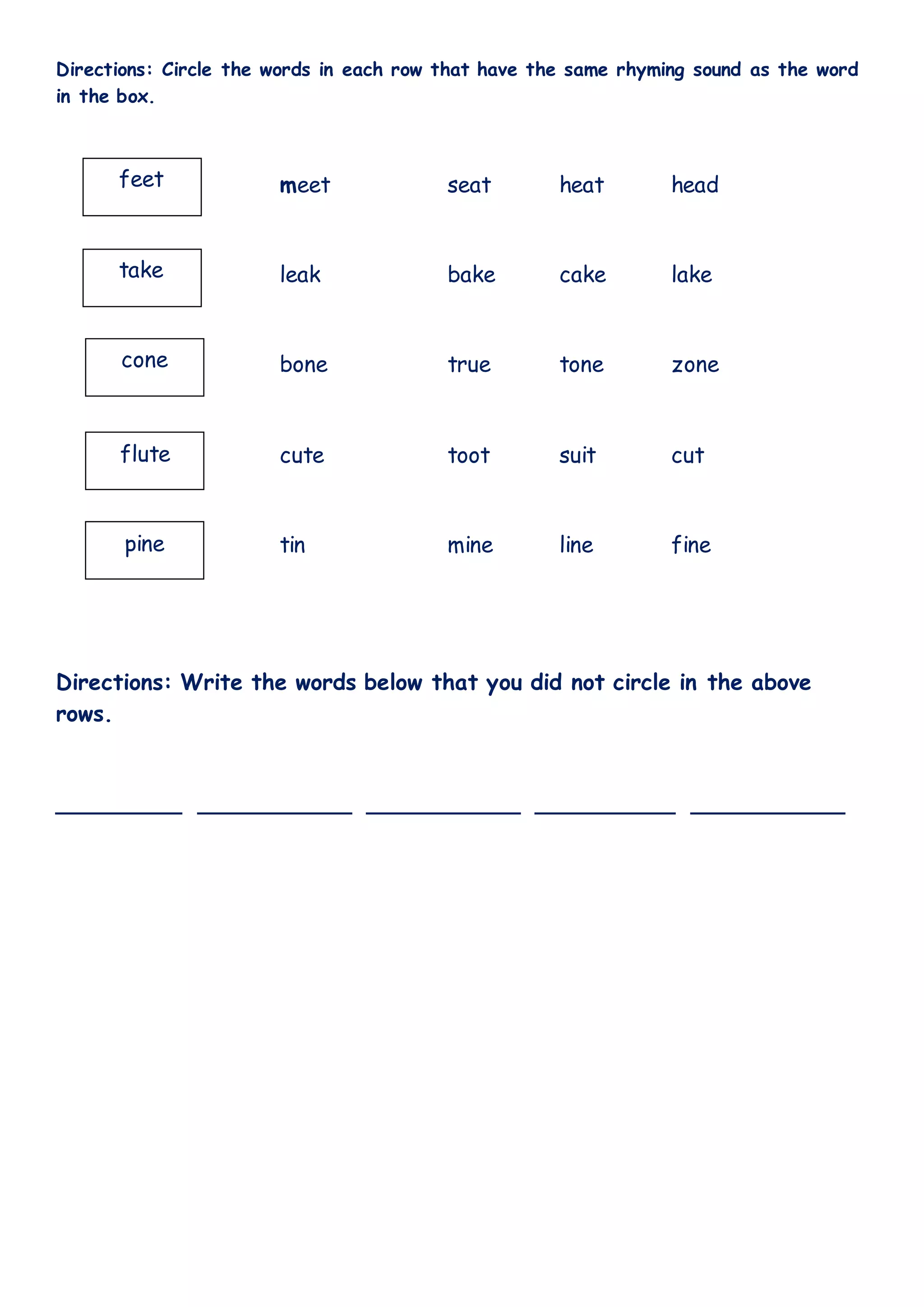 Grammar Worksheet: Rhyming words | DOCX