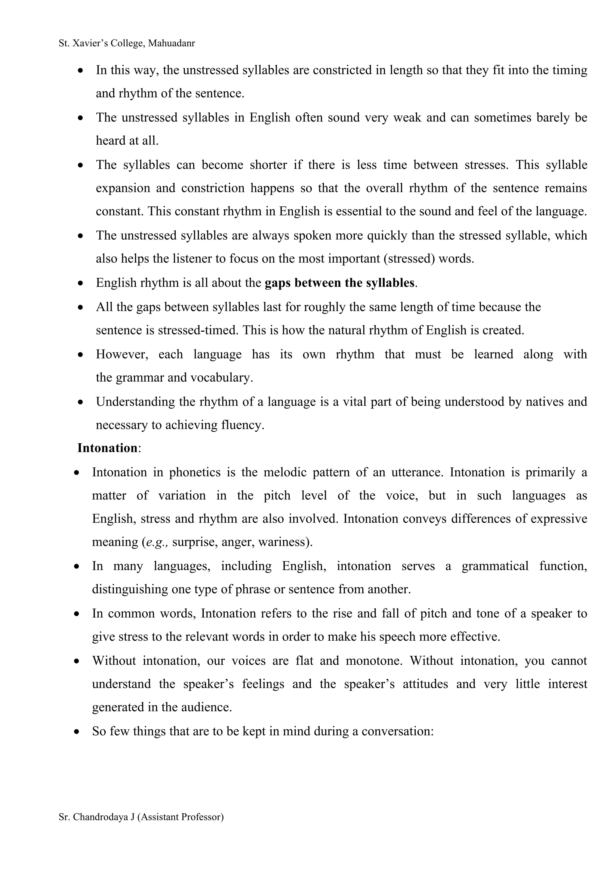 Rhythm and intonation in connected speech. | PDF