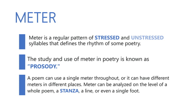 RHYTHM AND METER IN POETRY.pptx | Poetry | Books and Literature