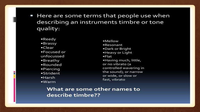 Rhythm and timbre | PPTX | Music | Entertainment