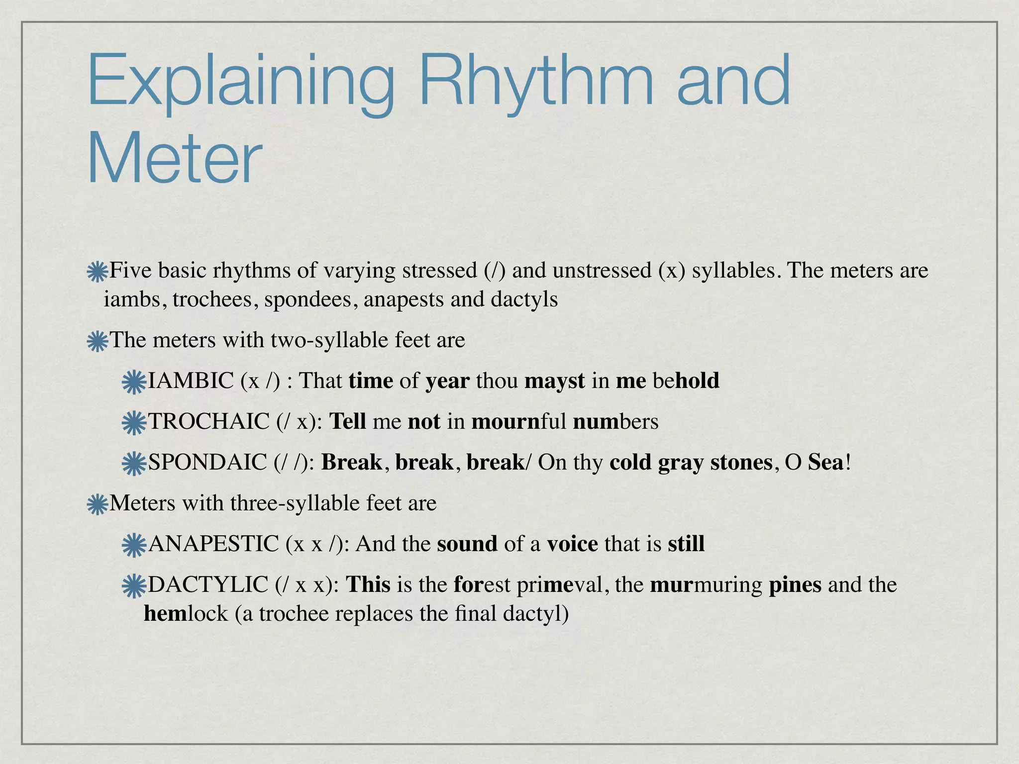 Rhythm and Meter in Poetry | PDF