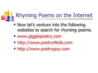 Rhythm, rhyme and alliteration | PPT