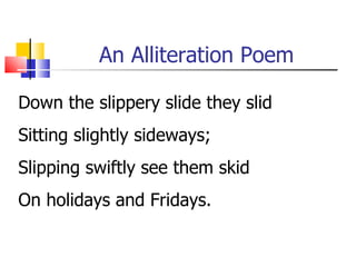 Alliteration Poems Examples