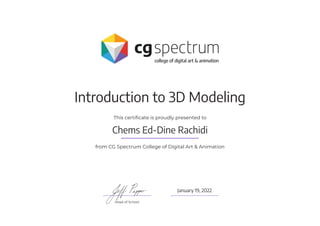 Introduction to 3D Modeling CG Spectrum College of Digital Art ...