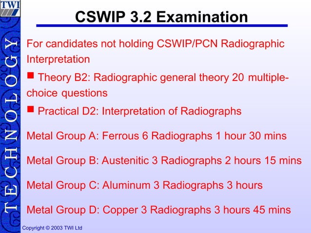 RI 7 (CSWIP scheme).ppt - certification scheme | PPT | Medical Tests ...