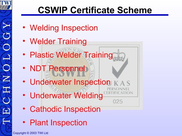 RI 7 (CSWIP scheme).ppt - certification scheme | PPT | Medical Tests ...