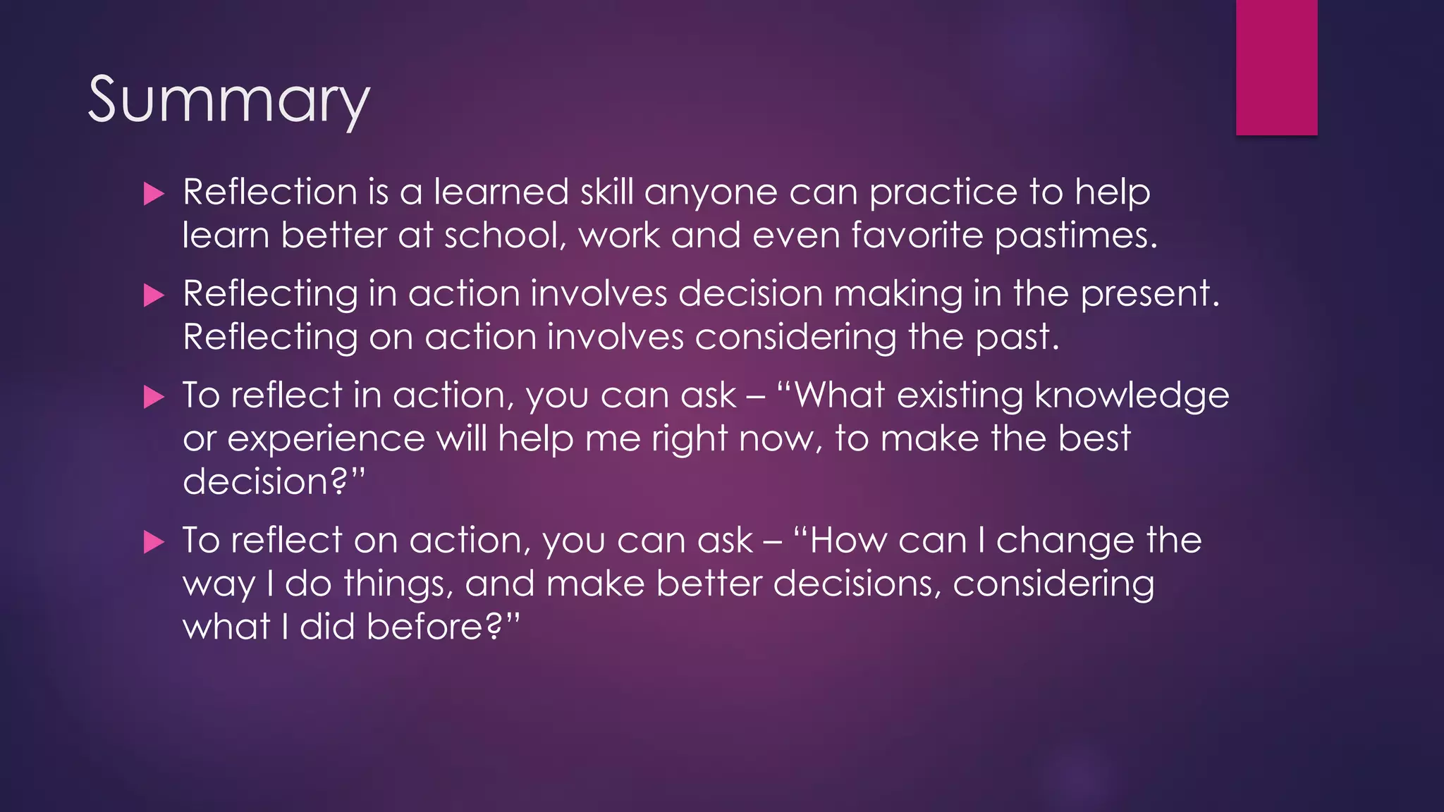 Reflection in and on action | PDF