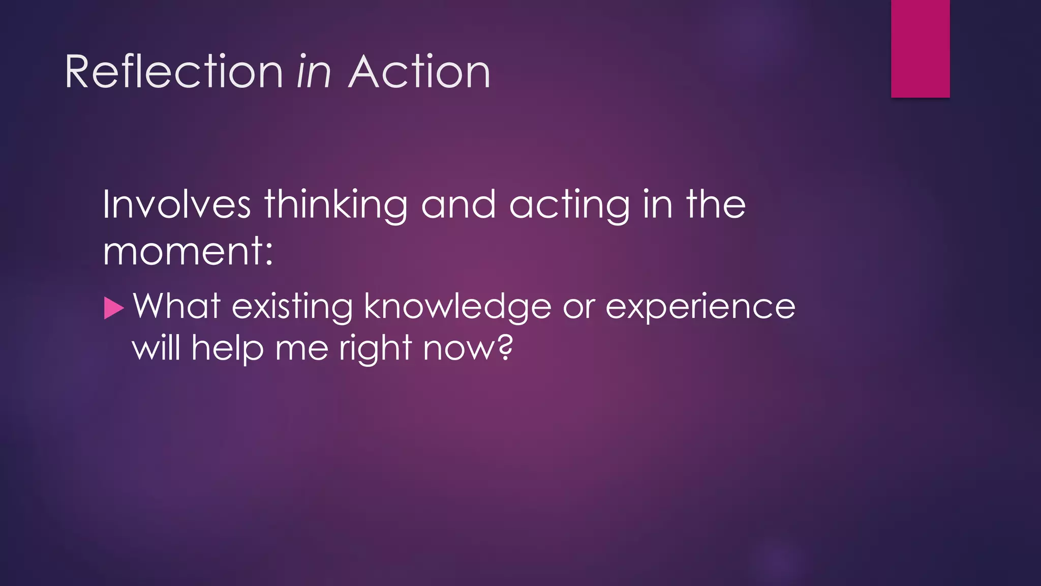 Reflection in and on action | PDF