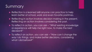 Reflection in and on action | PDF