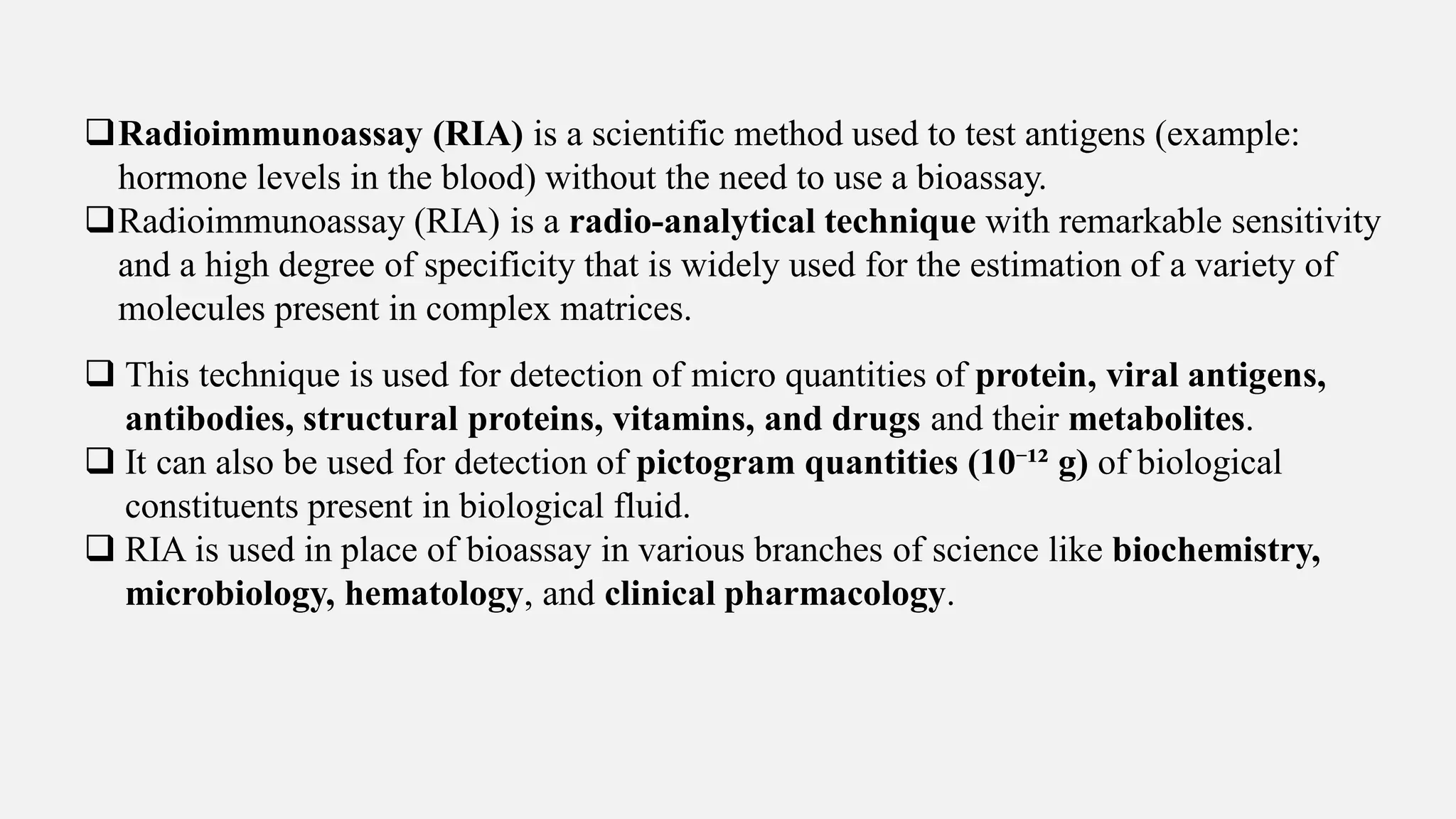 Radio immunoassay used to know to detect Hormones at nanogram levels | PDF