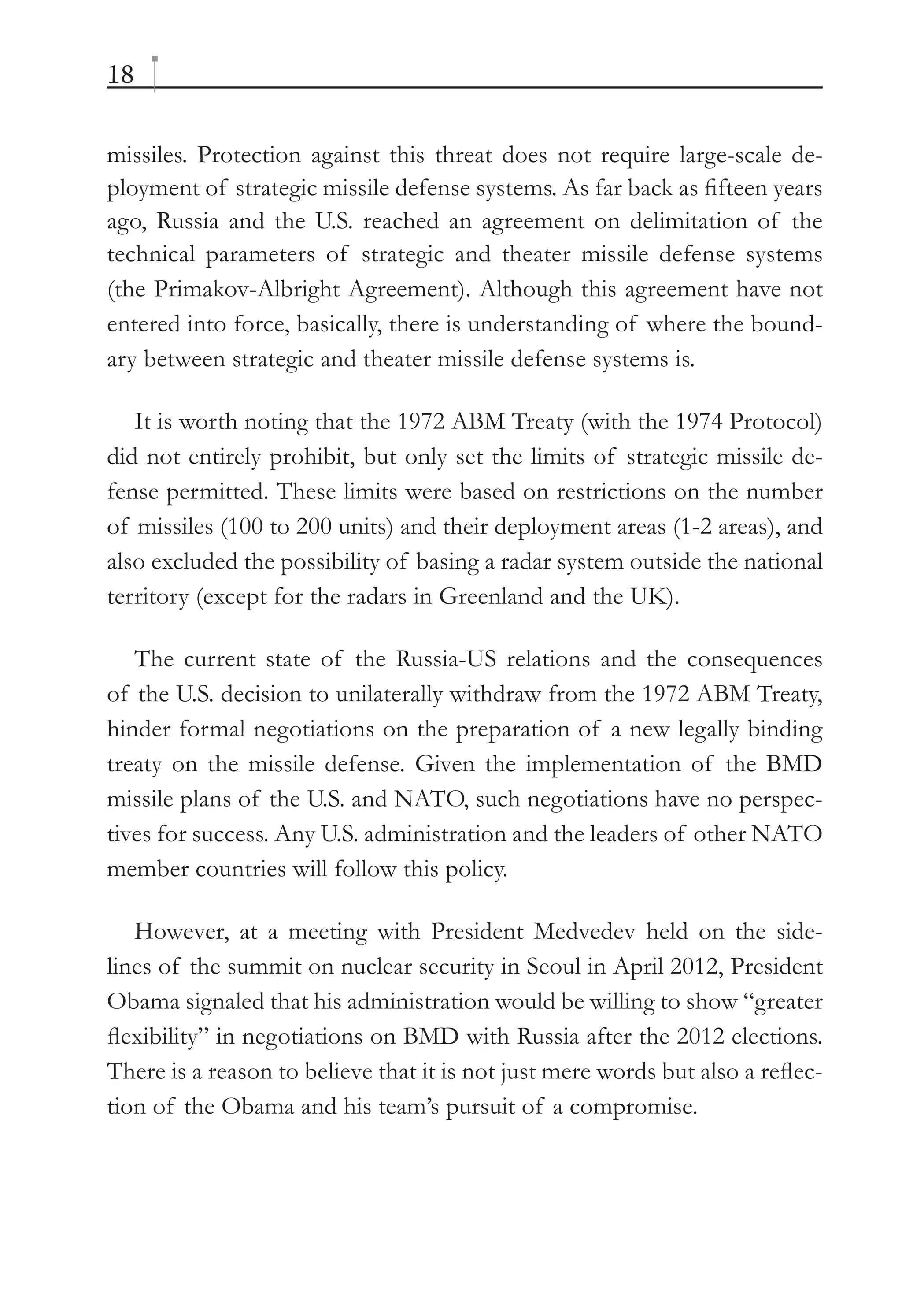 Ten years without ABM Treaty. The issue of missile defense in Russia-US ...