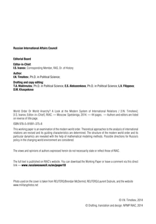 World Order Or World Anarchy? A Look at the Modern System of ...