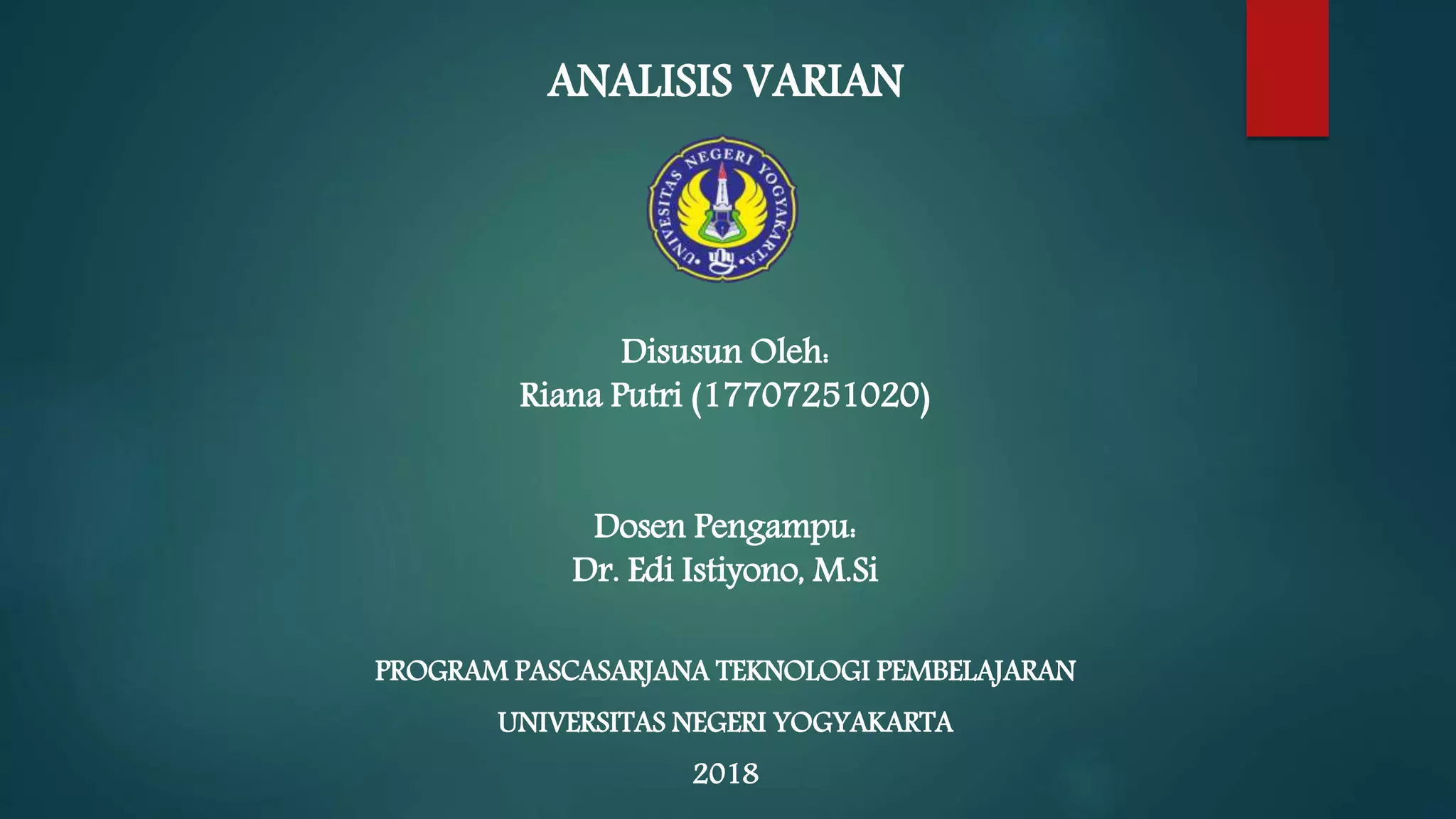 Riana putri 17707251020 (review buku - analisis varians) | PPTX