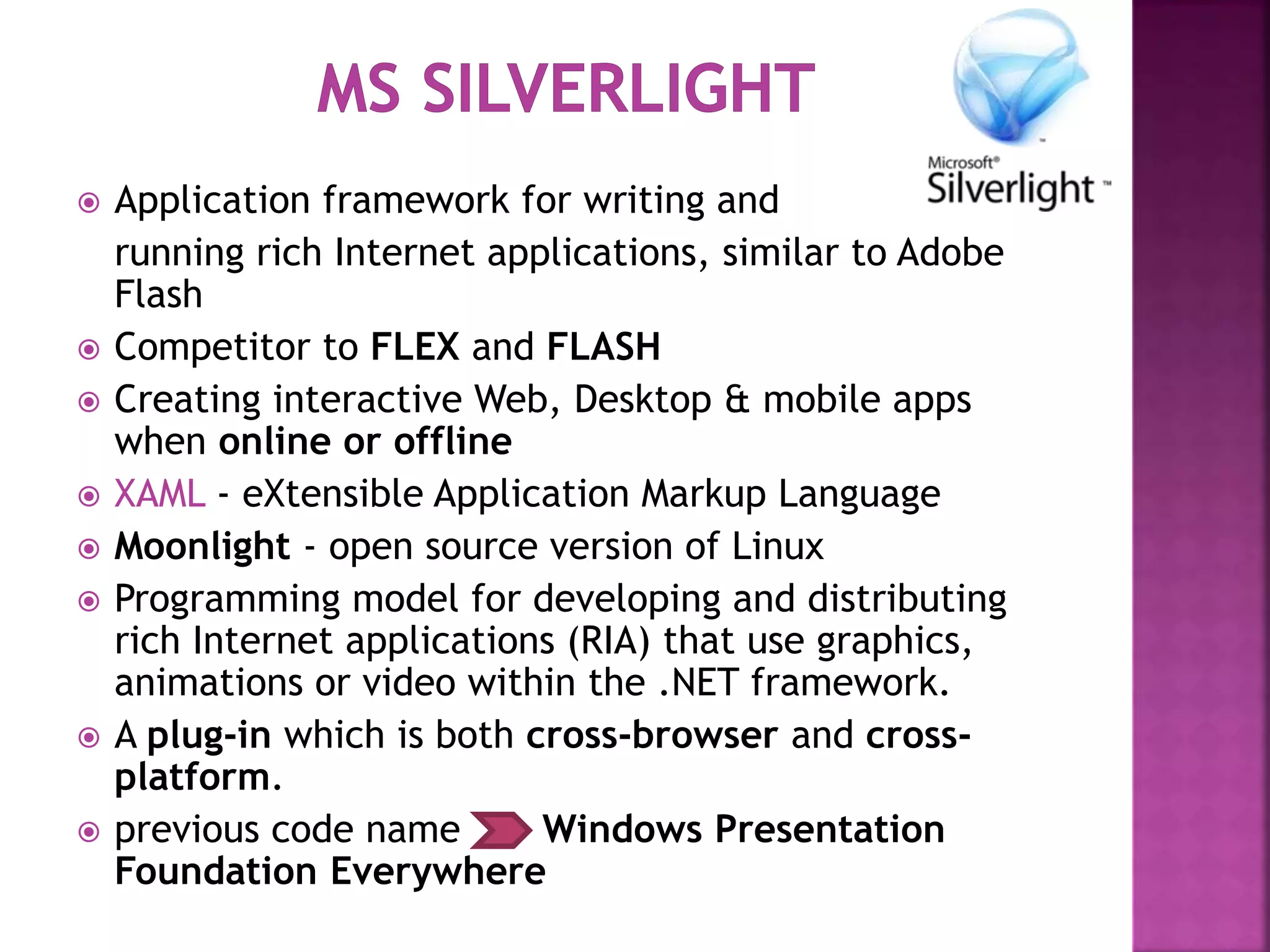 RICH INTERNET APPLICATIONS - RIA Tools | PPT