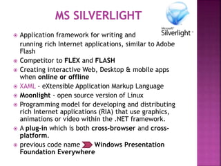RICH INTERNET APPLICATIONS - RIA Tools | PPT
