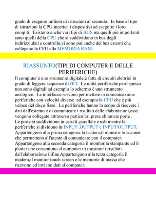 Riassunto | DOCX | Computer Peripherals | Computing