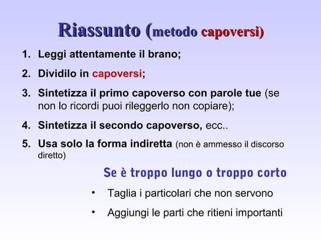 Riassunto commento | PPT