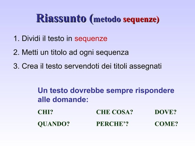 Riassunto commento | PPT
