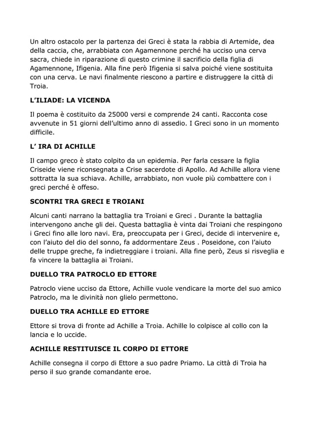 Riassunto iliade | PDF