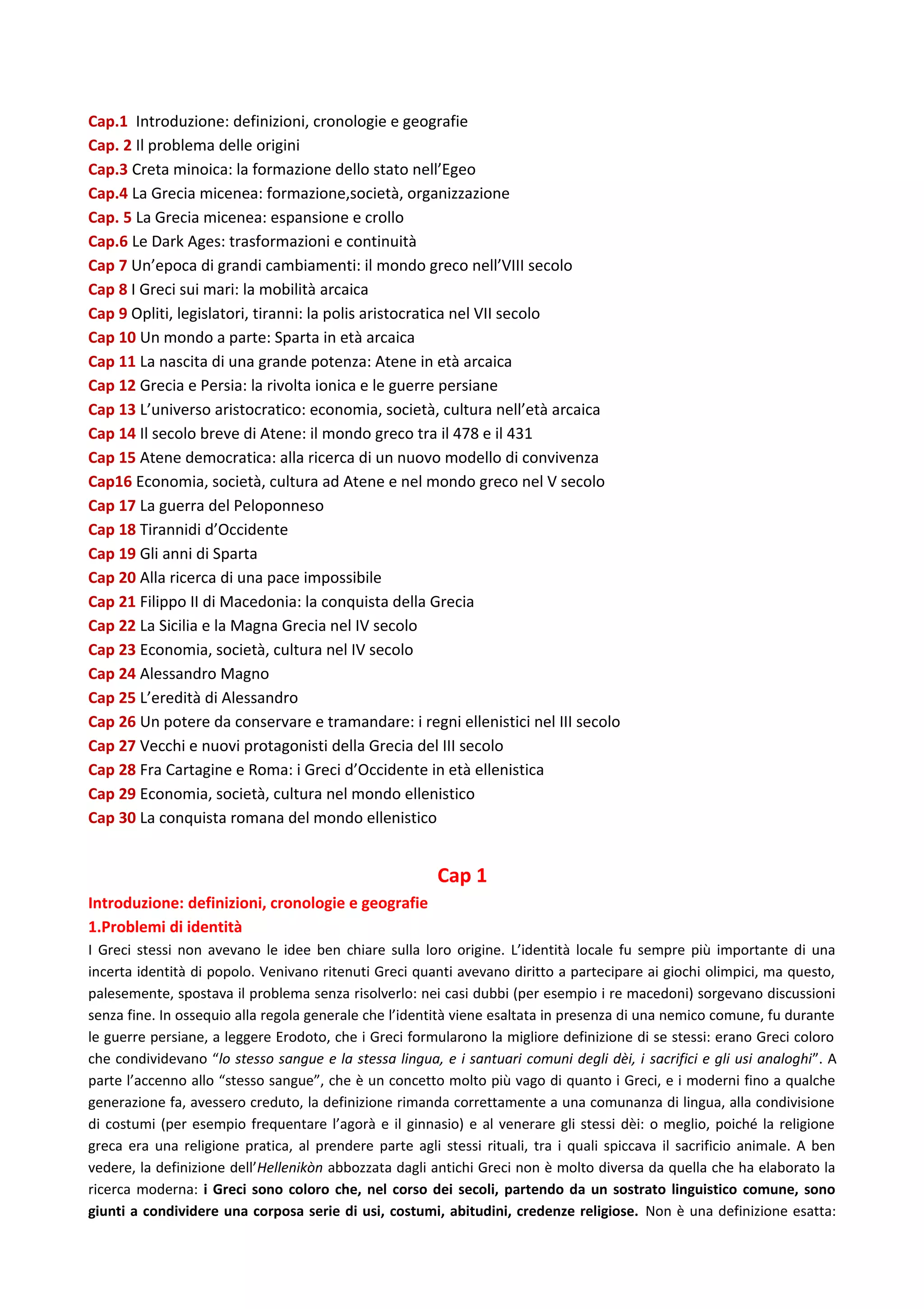 Riassunto storia greca | DOC