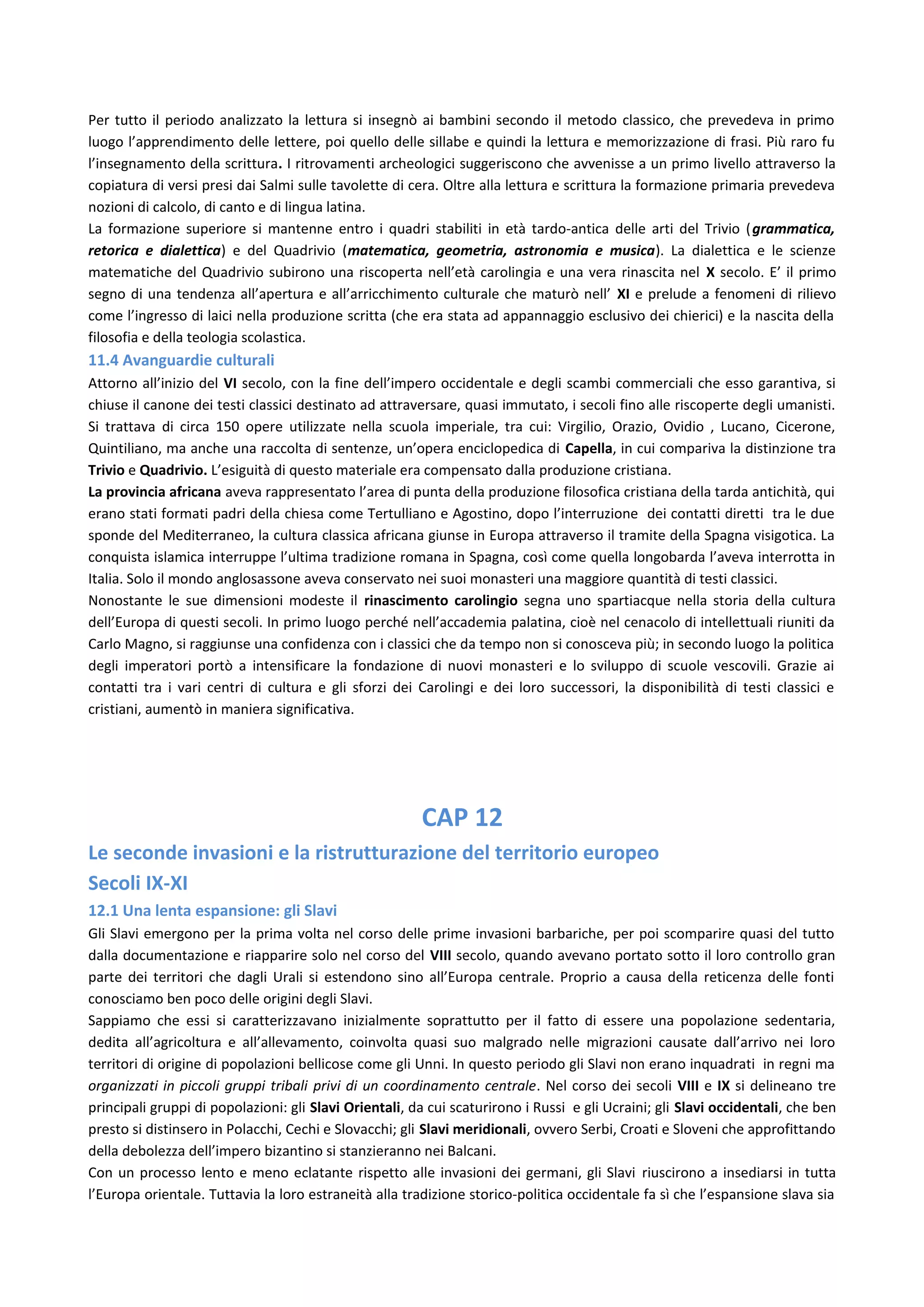 Riassunto storia medievale | DOC