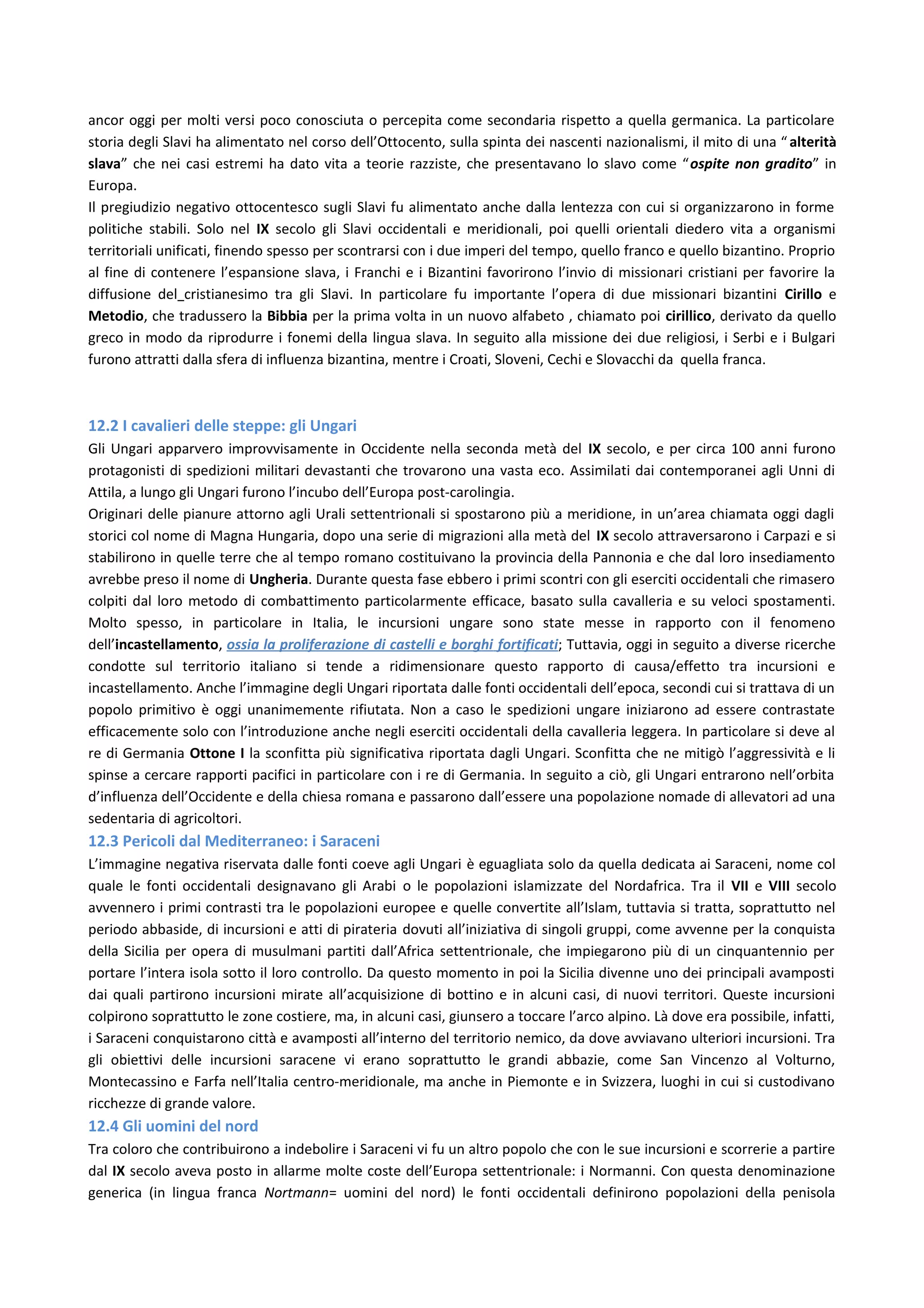 Riassunto storia medievale | DOC