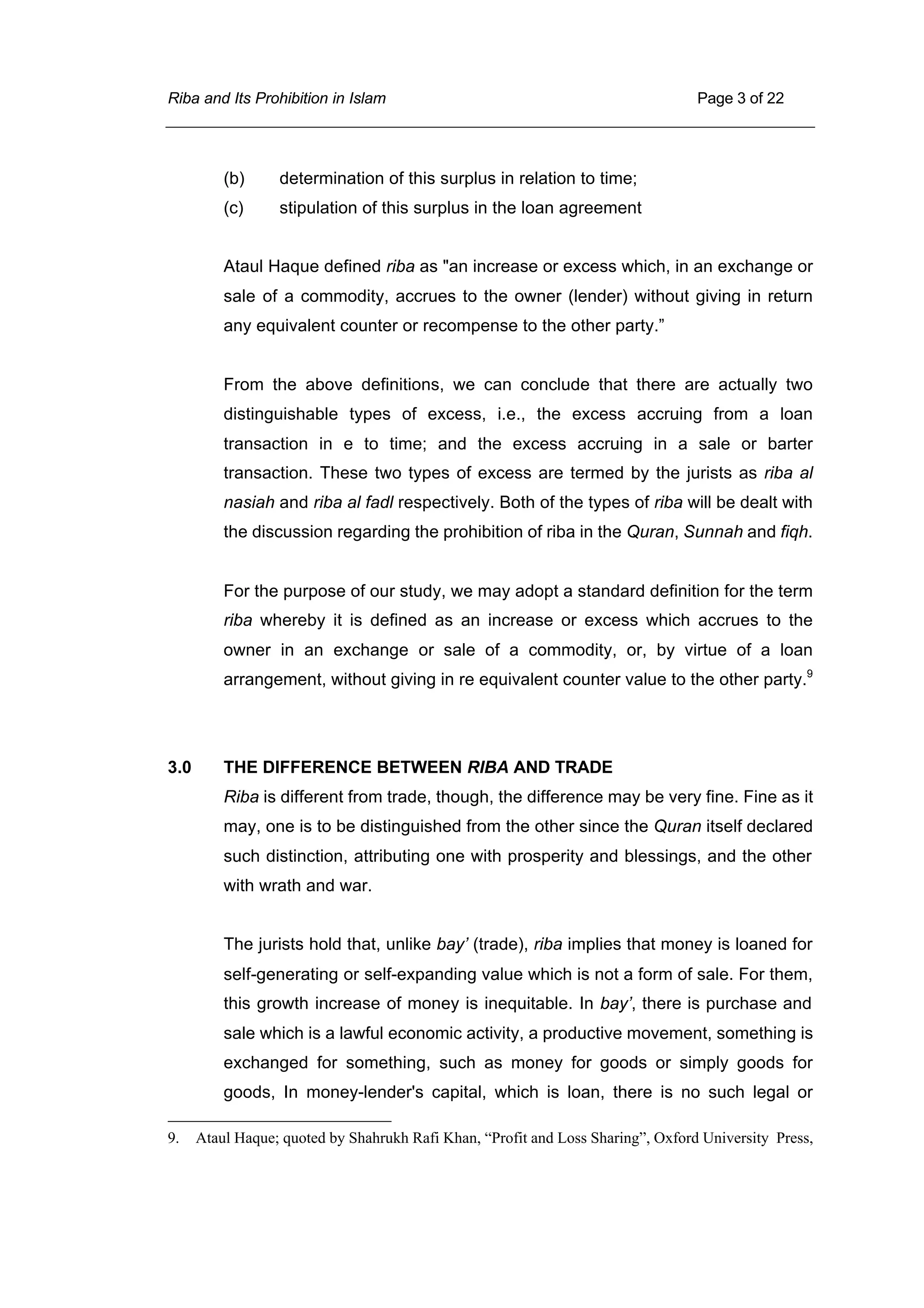 Riba and its prohibition | PDF