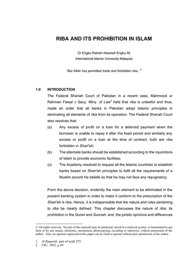 Riba and its prohibition | PDF | Islam | Religion & Spirituality