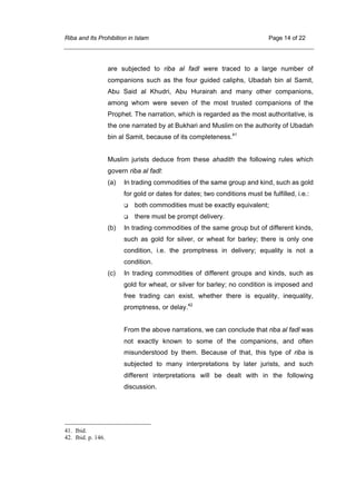 Riba and its prohibition | PDF