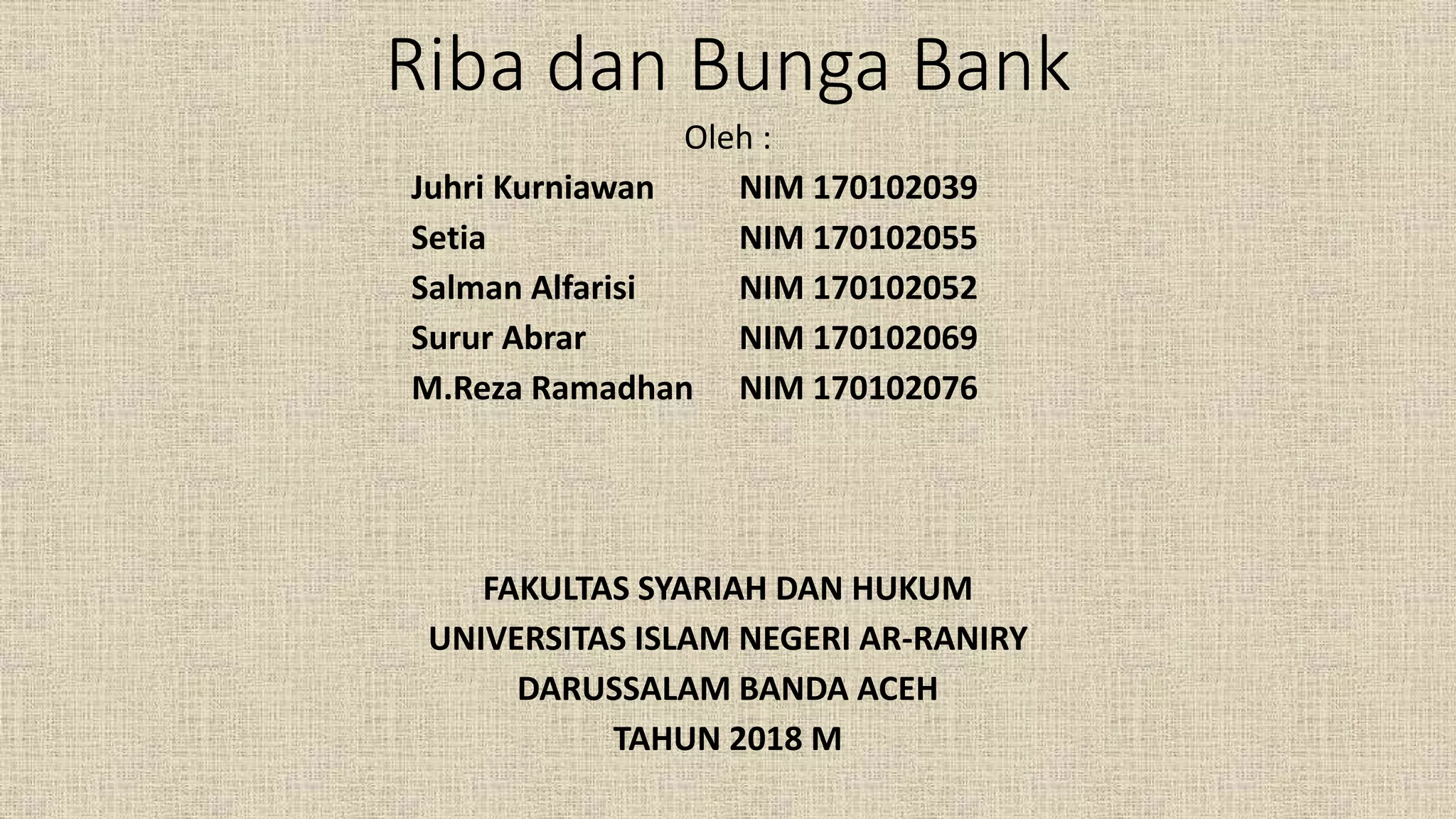 Riba dan bunga bank | PPTX