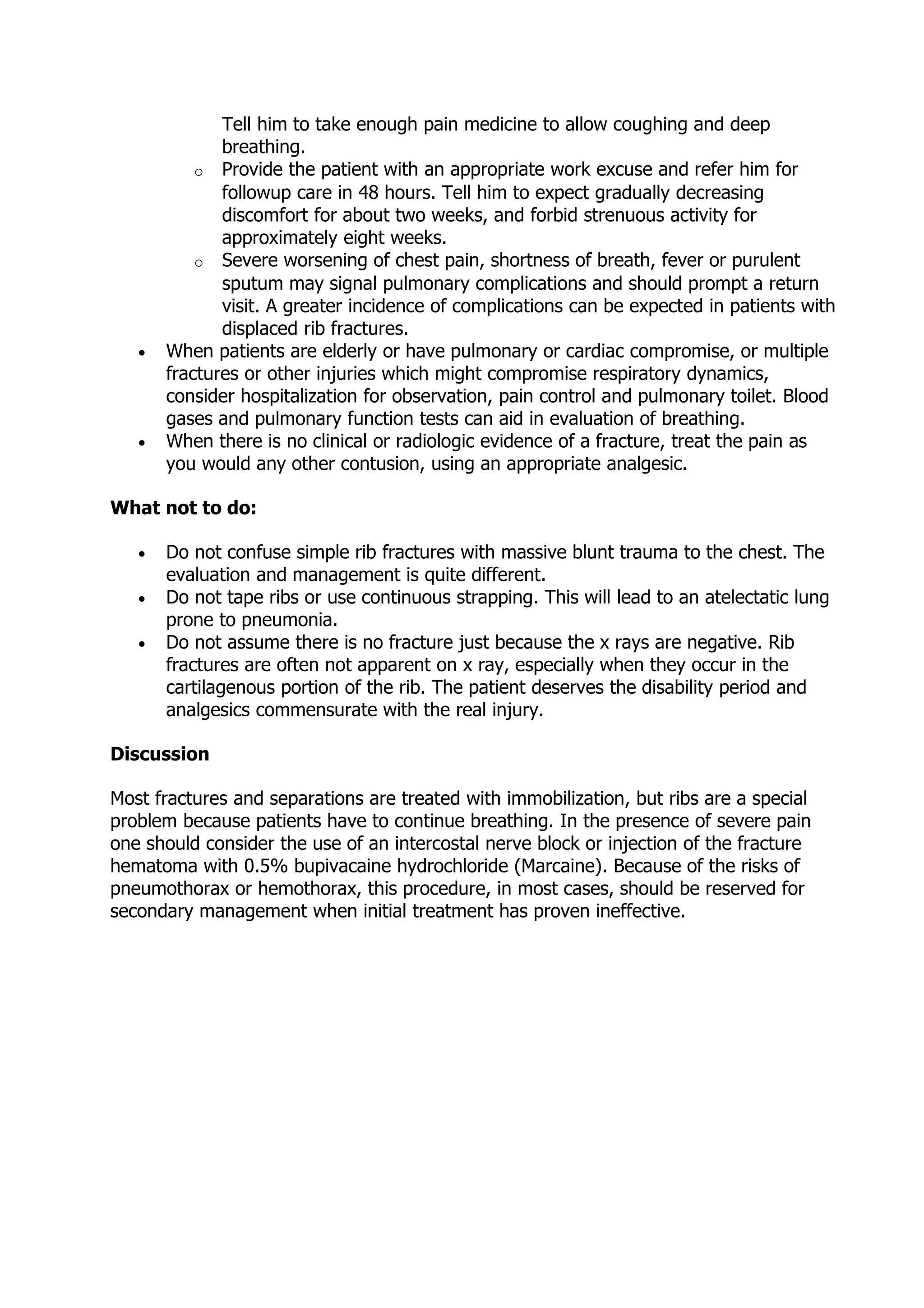 Rib Fracture And Costochondral Separation | DOC