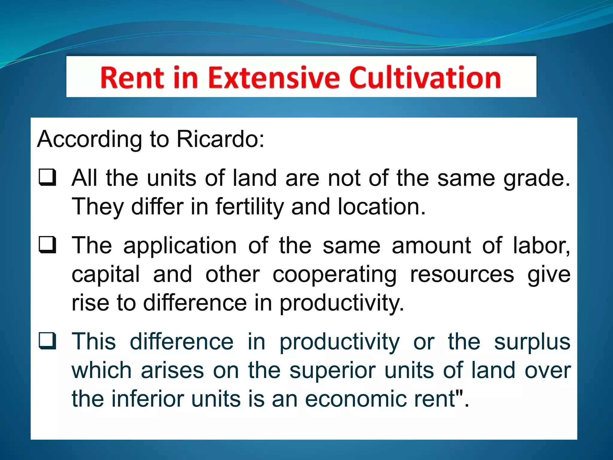 Ricardian Theory of Rent | PPTX