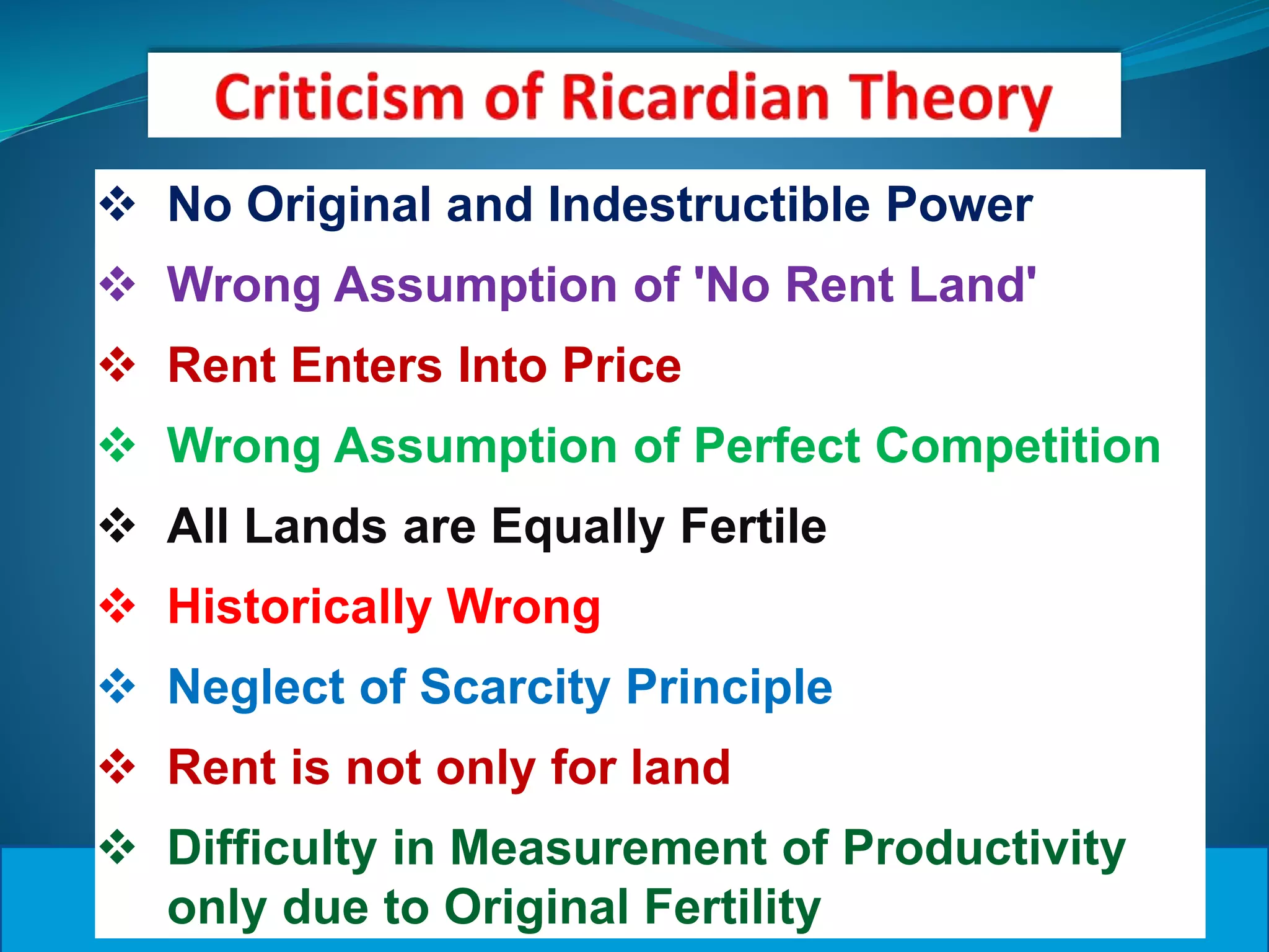 Ricardian Theory of Rent | PPTX